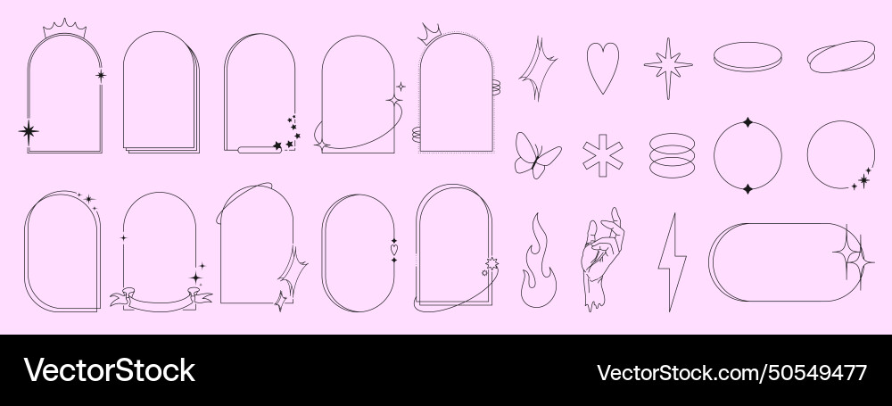Y2k aesthetic frame element with star crown Vector Image