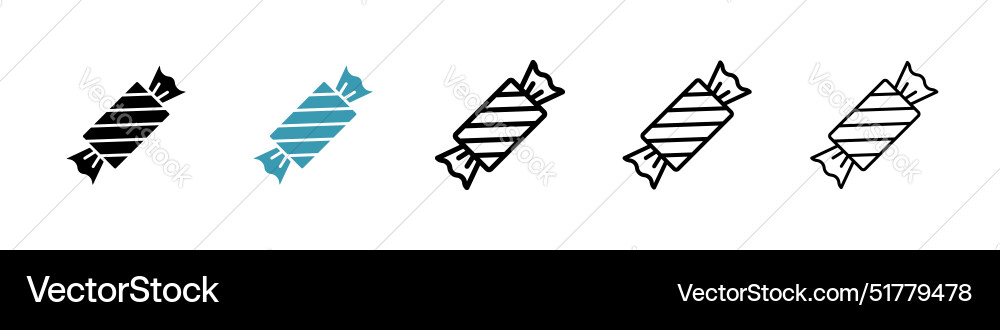 Candy-sweet icon set black filled and outlined Vector Image
