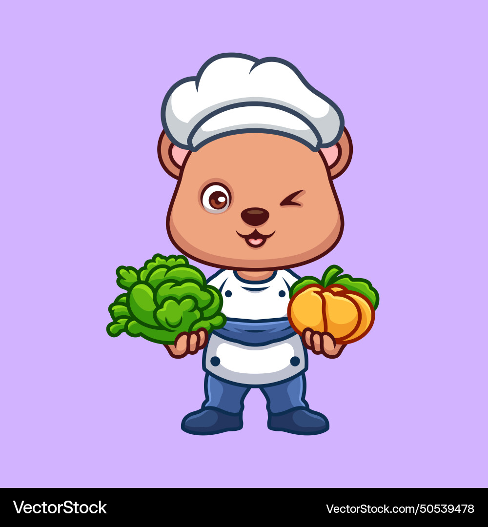 Chef bear cute cartoon character Royalty Free Vector Image