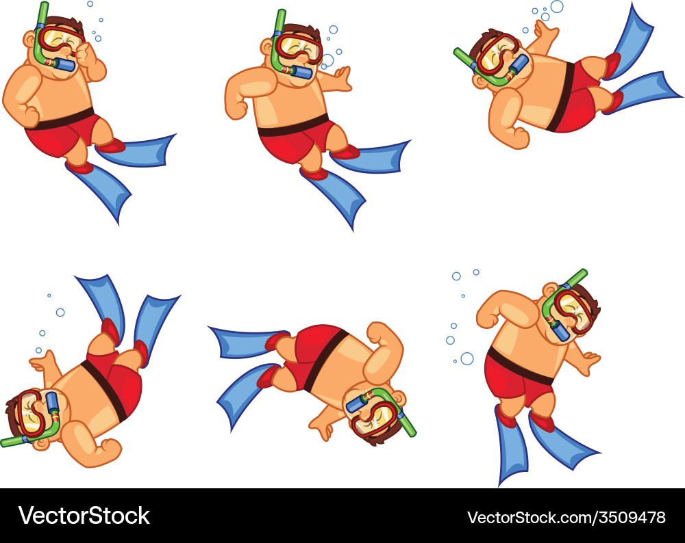 Diver boy sinking sprite Royalty Free Vector Image
