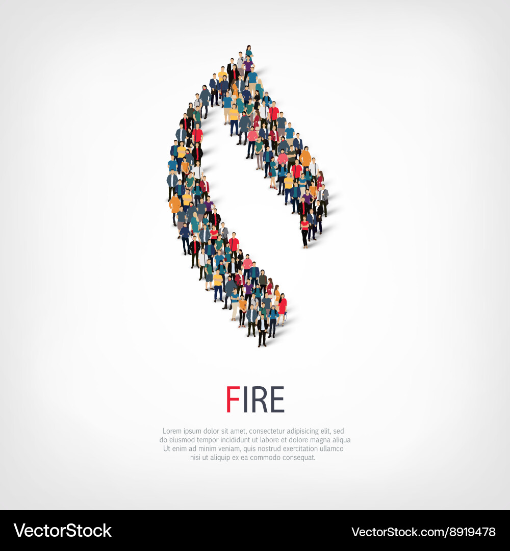 Fire people sign 3d Royalty Free Vector Image - VectorStock