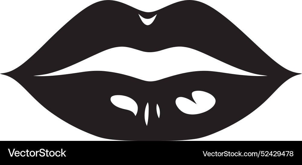 Graphical noir kiss black lips designmonochrome Vector Image