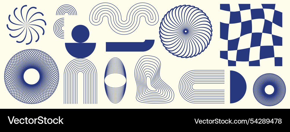 Hand drawn blue abstract minimal element mid Vector Image