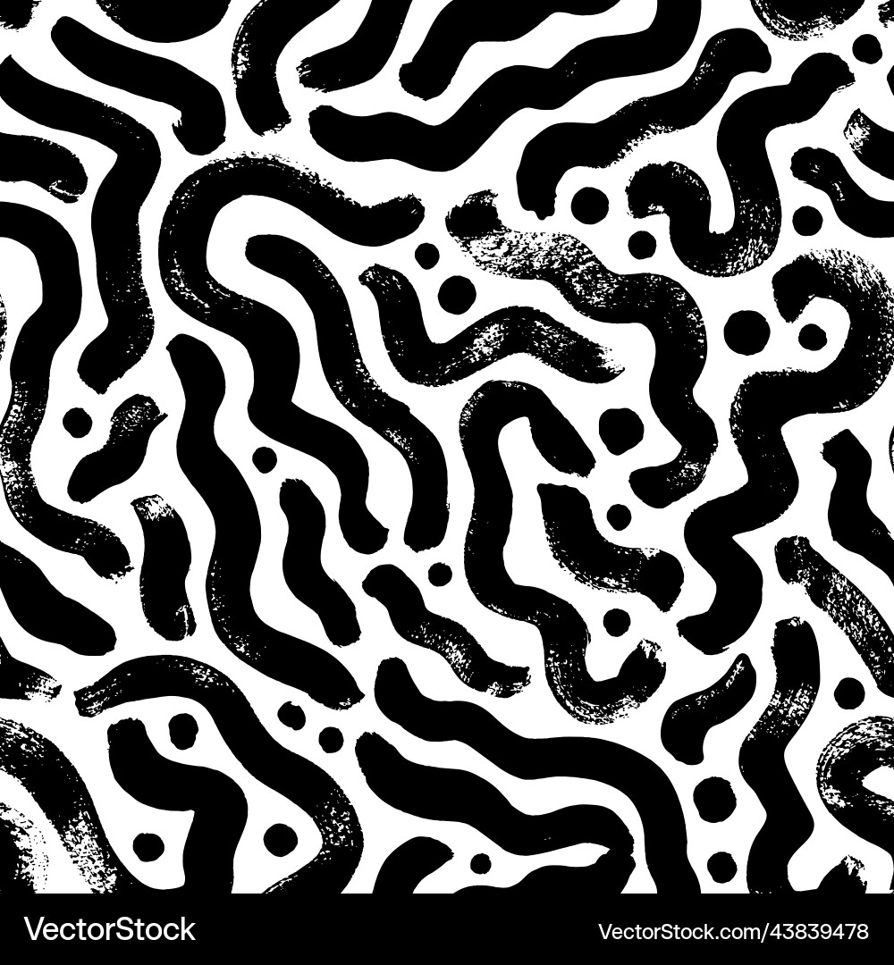 Organic curved lines and dots seamless pattern Vector Image