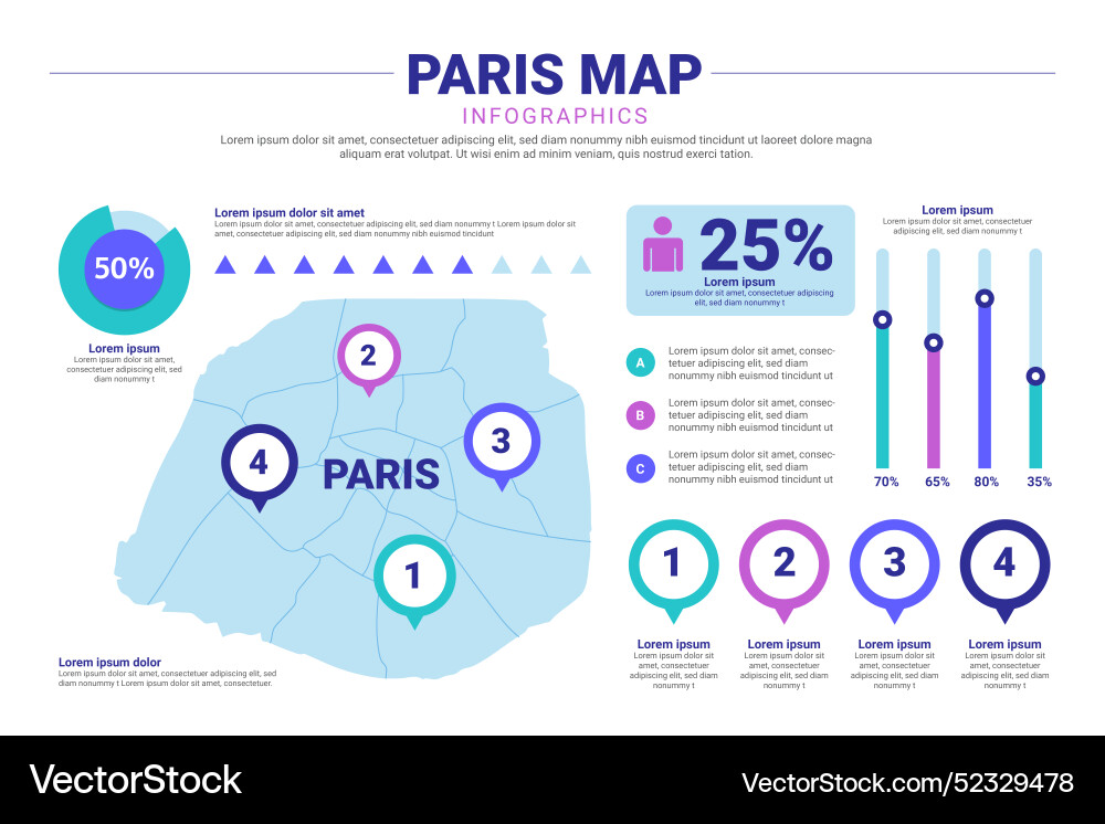 Paris map infographics Royalty Free Vector Image
