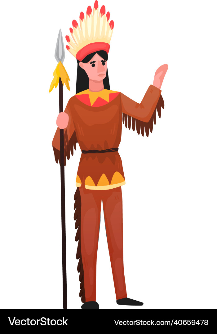 Red indian man composition Royalty Free Vector Image