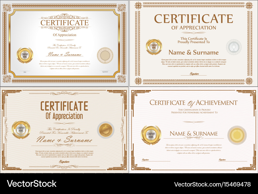 Retro Certificate Collection Royalty Free Vector Image