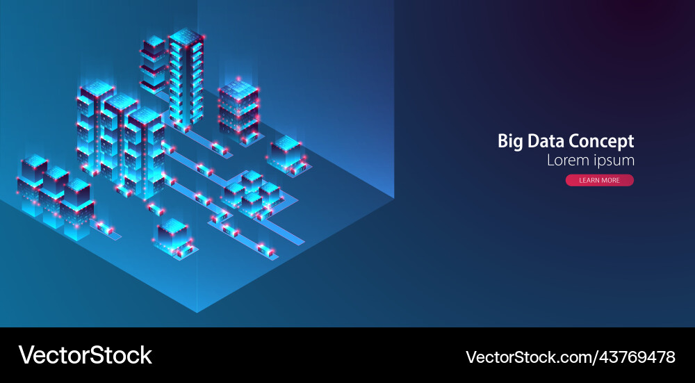 Smart city isometric big data concept database Vector Image