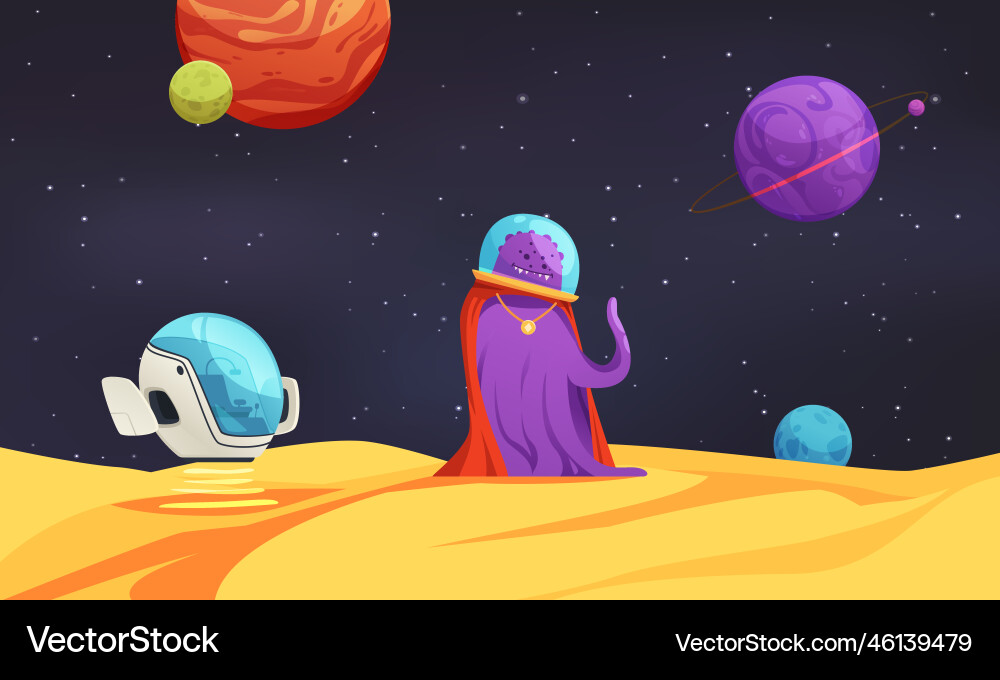 Aliens cartoon background Royalty Free Vector Image
