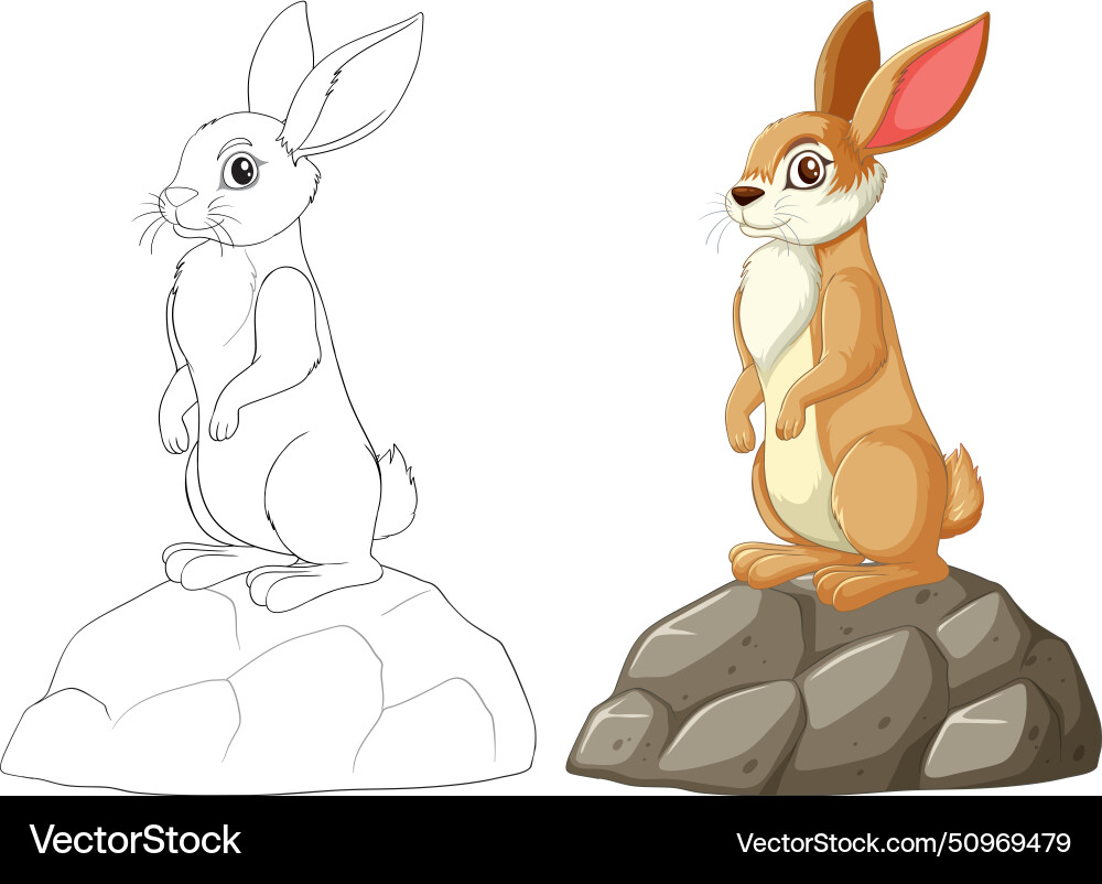Colorful and outlined rabbit Royalty Free Vector Image