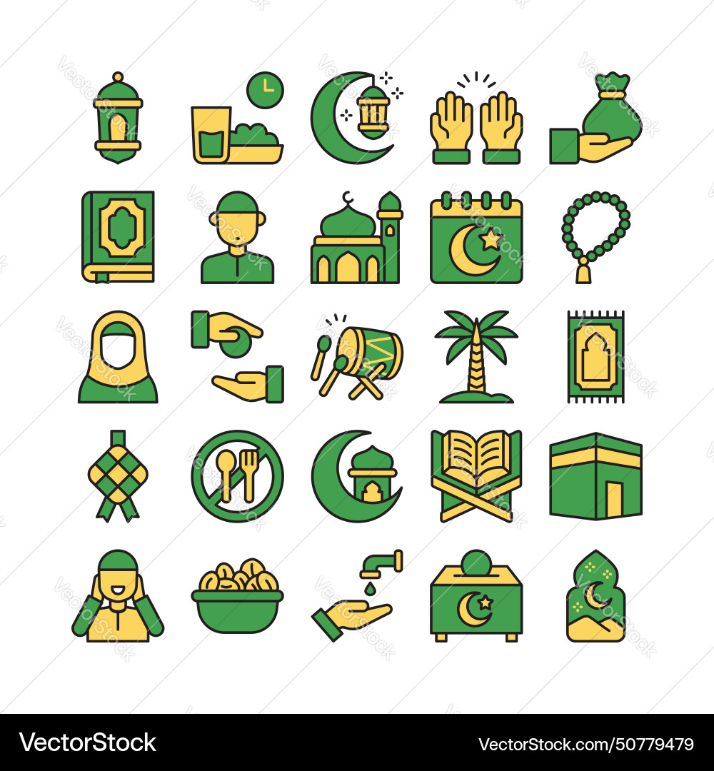 Creative ramadan icon collections in duotone Vector Image
