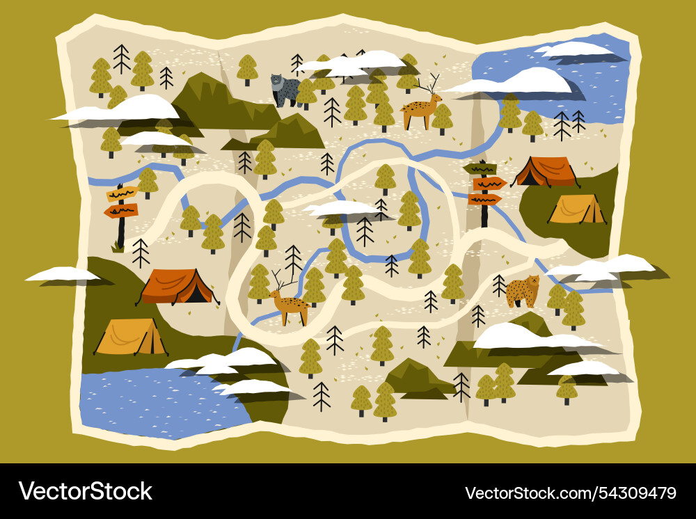 Cute banner with travel map cartoon Royalty Free Vector