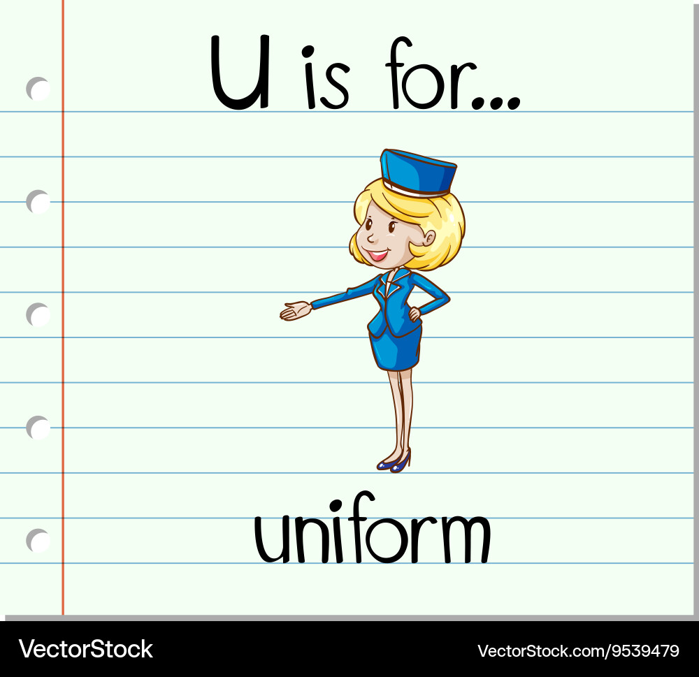 Flashcard letter u is uniform Royalty Free Vector Image