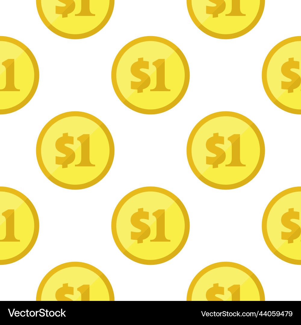 Golden one dollar coins seamless pattern Vector Image