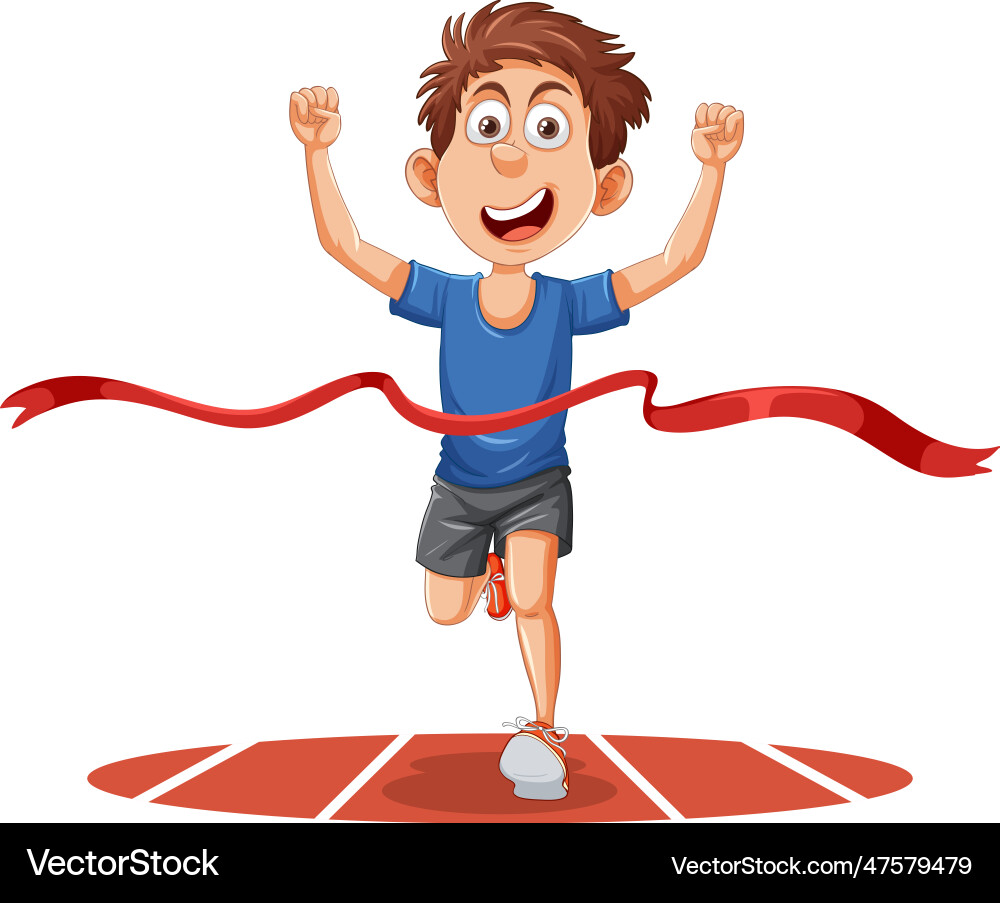 Runner Crossing Finish Line - Dynamic Action Vector Image