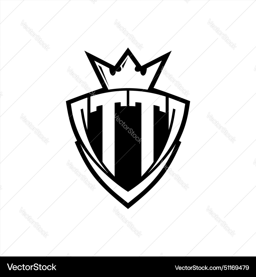 Tt letter logo with sharp triangle shield shape Vector Image
