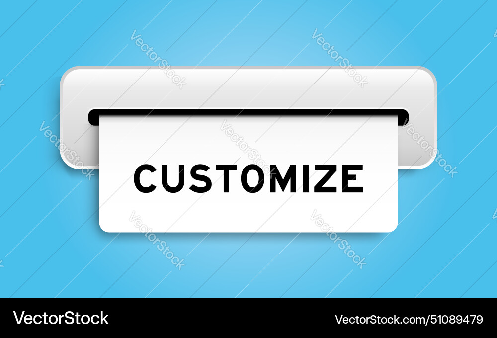White coupon banner with word customize from Vector Image