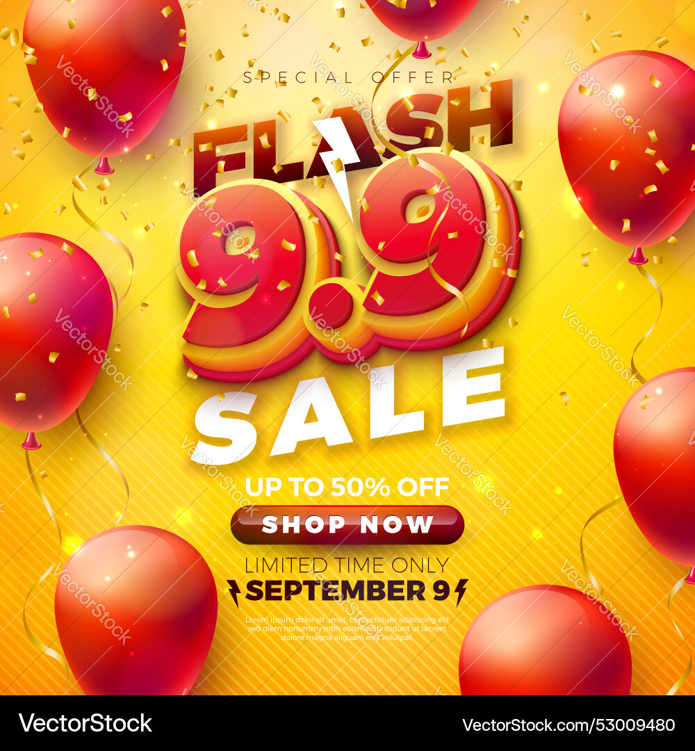 8 august shopping day flash sale design with 3d Vector Image