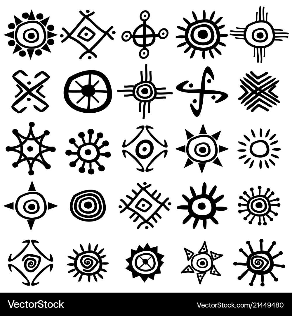 Ancient Sun Symbol Collection Royalty Free Vector Image