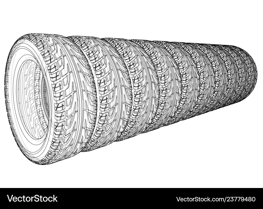 Car tires concept rendering of 3d Royalty Free Vector Image