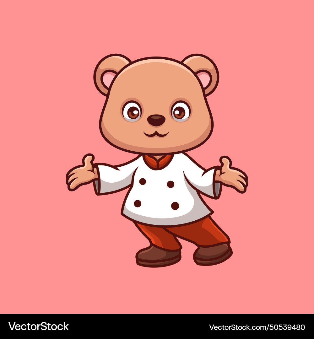Chef bear cute cartoon character Royalty Free Vector Image