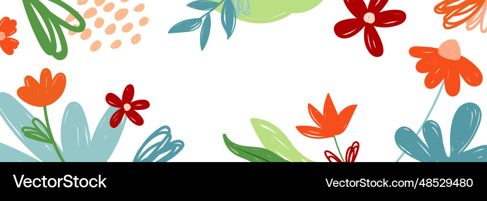 Flowers and leaves horizontal background floral Vector Image