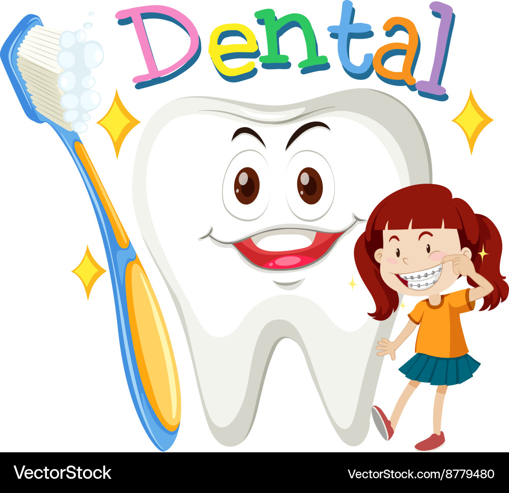Girl with clean teeth Royalty Free Vector Image
