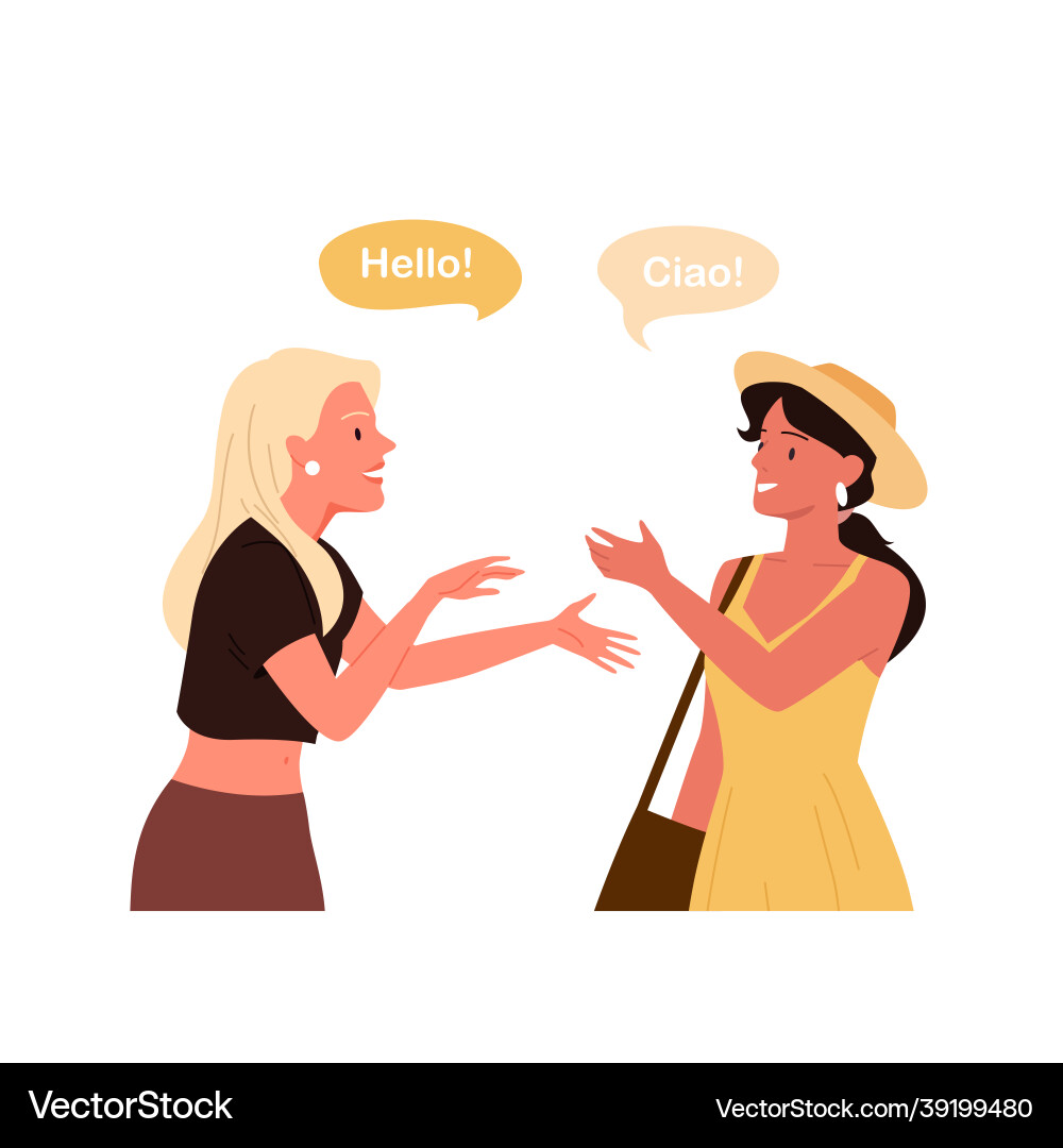 Girls speak different languages multilingual Vector Image
