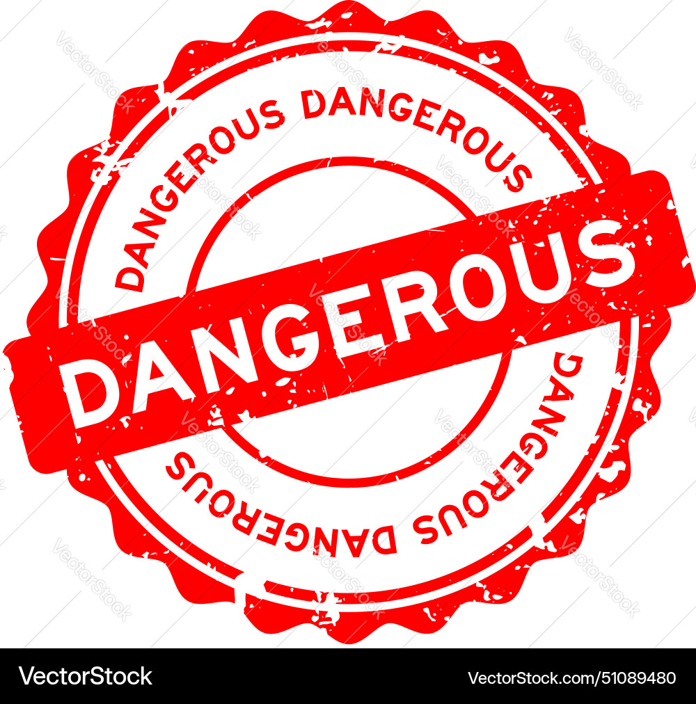 Grunge red dangerous word round rubber seal stamp Vector Image