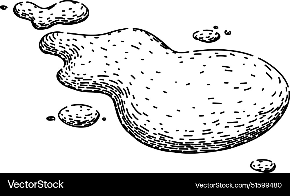 Liquid water puddle sketch hand drawn Royalty Free Vector