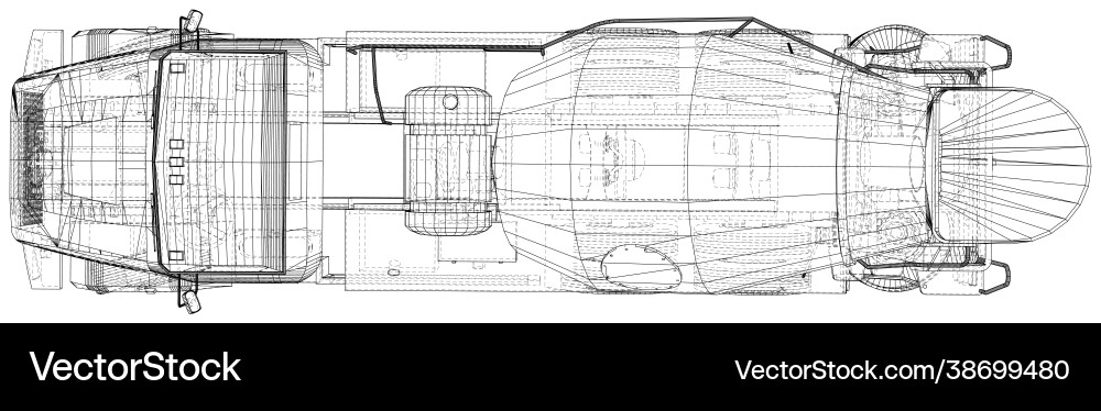 Outline concrete mixer truck wire-frame Royalty Free Vector