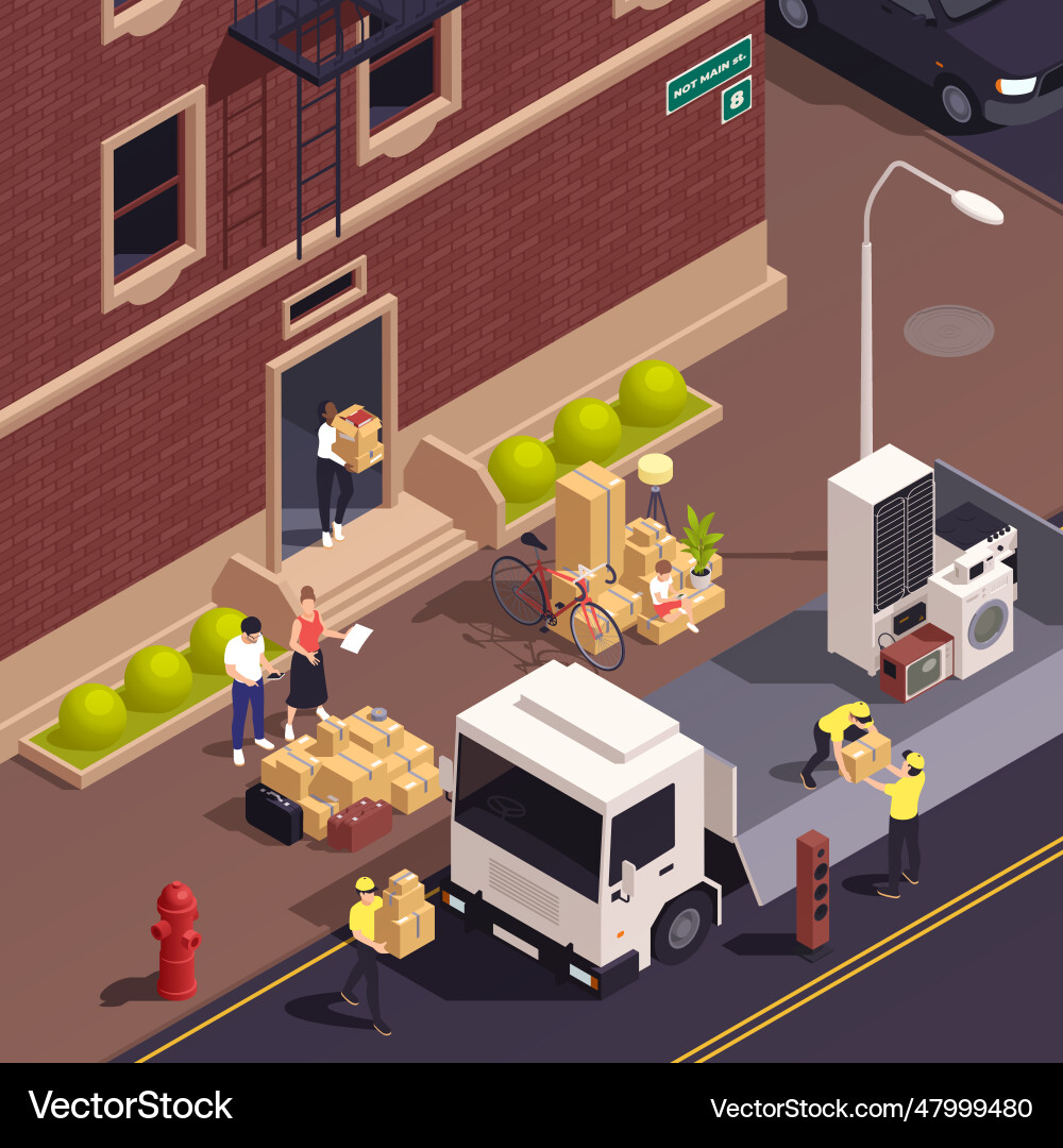 Relocation service composition Royalty Free Vector Image