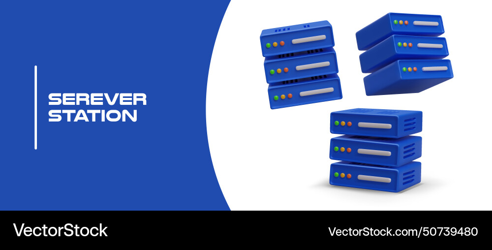 Server station storage and processing Royalty Free Vector