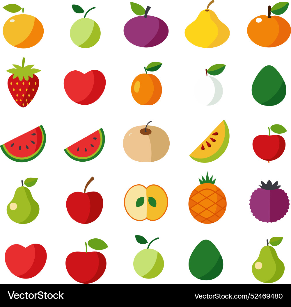 Set of healthy fruit Royalty Free Vector Image