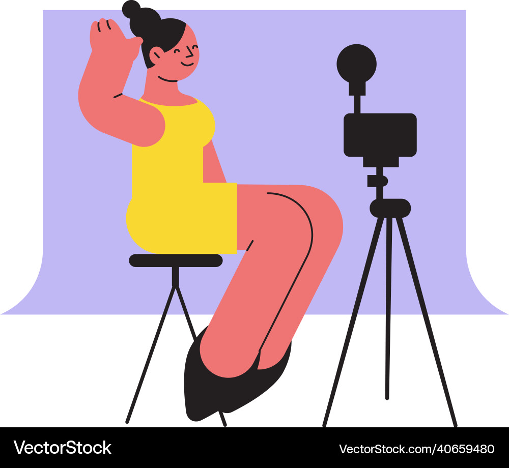 Studio model camera composition Royalty Free Vector Image