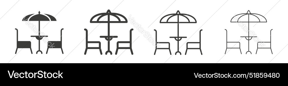 Terrace icon set outside dining cafe table Vector Image
