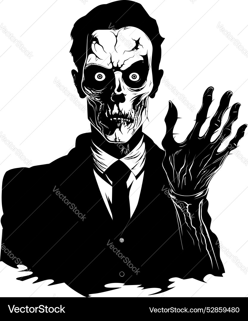 Undead reach logo design with zombie hands Vector Image