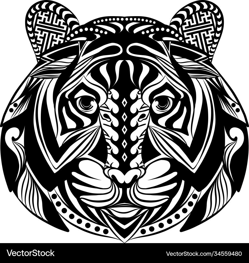 Zentangle Tiger Ornament Royalty Free Vector Image