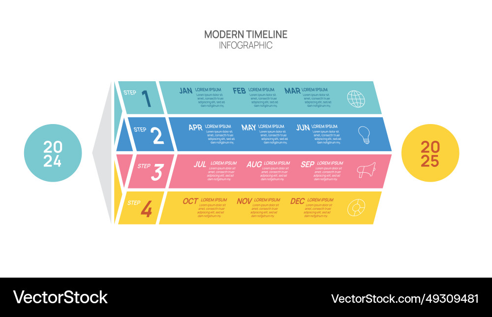 Business step timeline infographic arrow template Vector Image