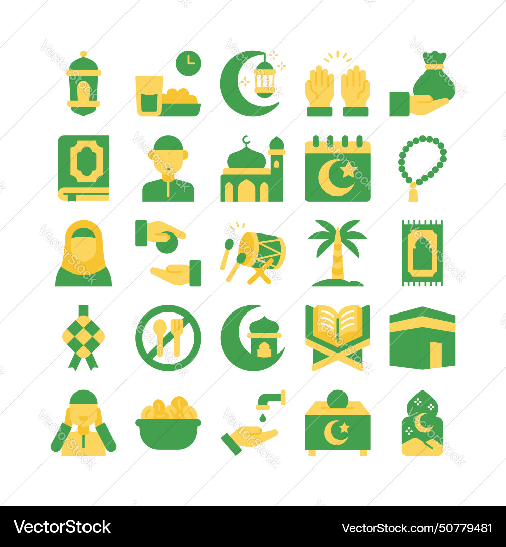 Creative ramadan icon collections in flat style Vector Image