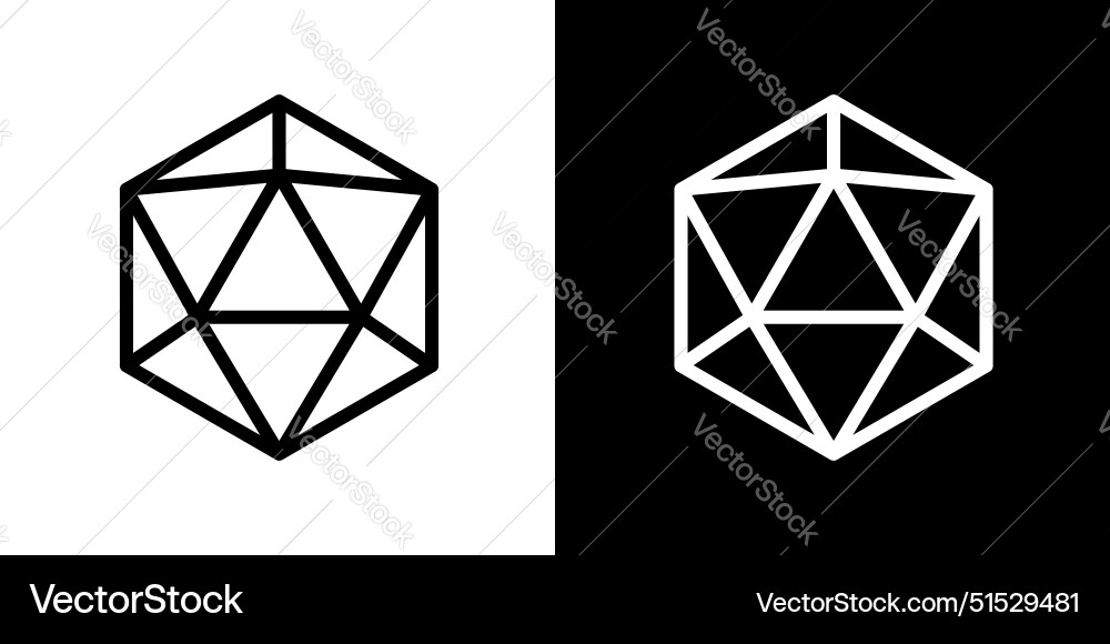 Dice d20 icon set die with 20 sides symbol 3d Vector Image