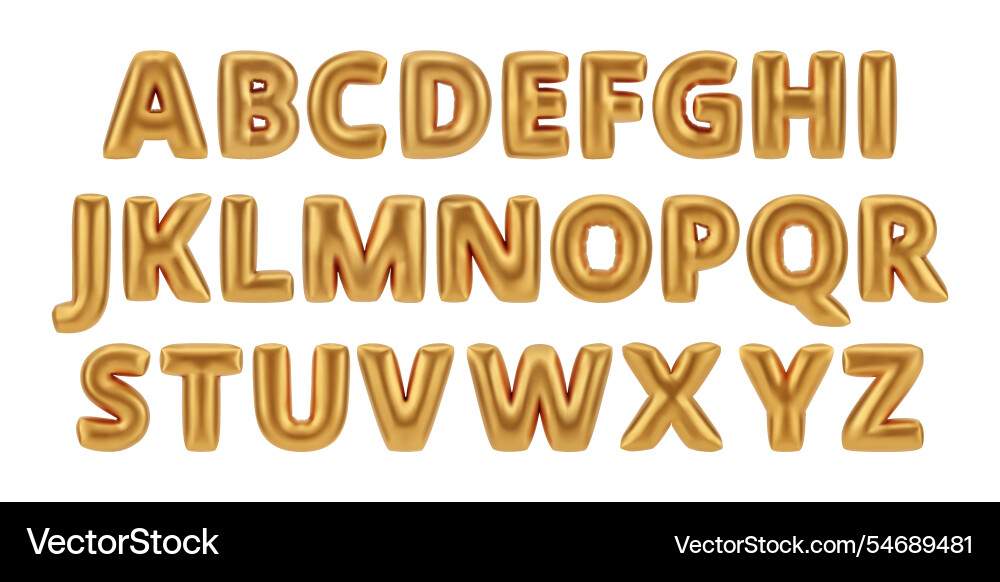 Glossy golden inflatable balloon fonts Royalty Free Vector