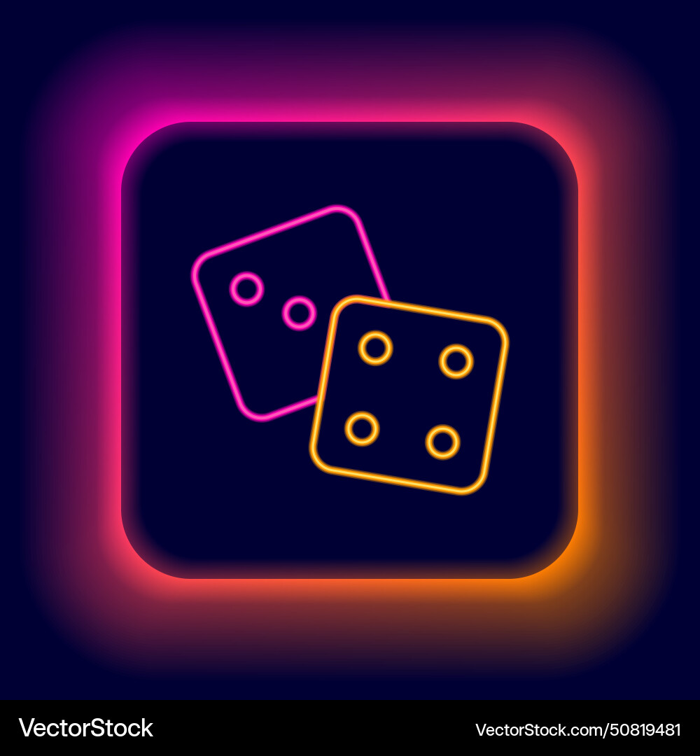 Glowing neon line game dice icon isolated Vector Image