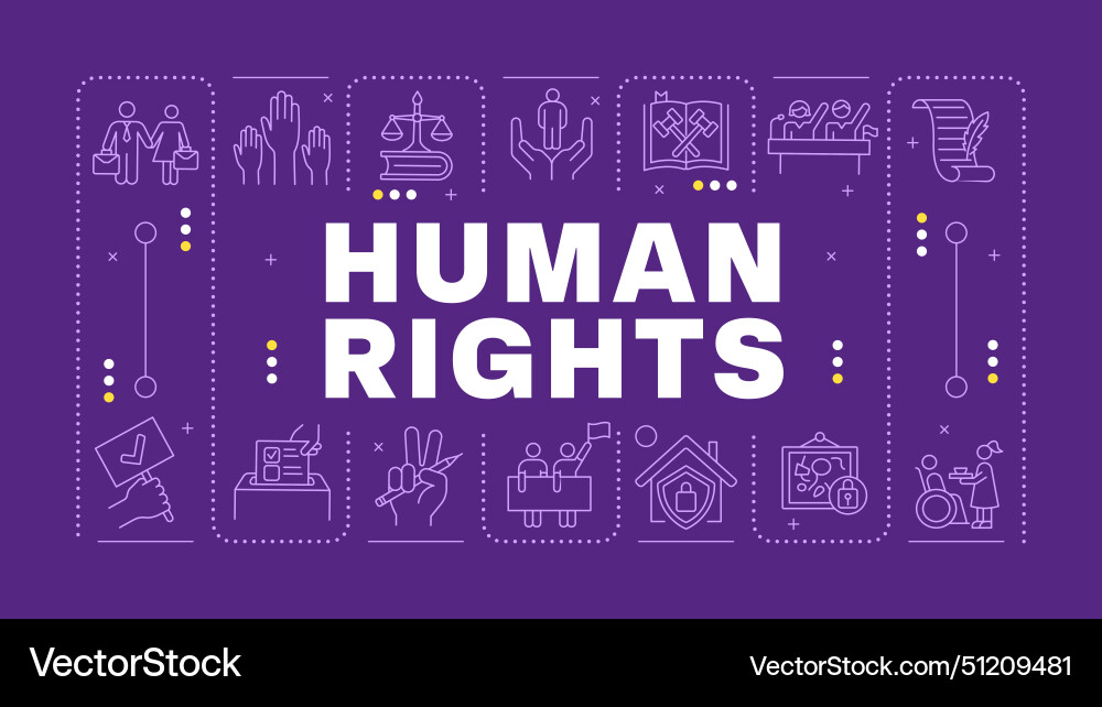 Human rights purple word concept Royalty Free Vector Image