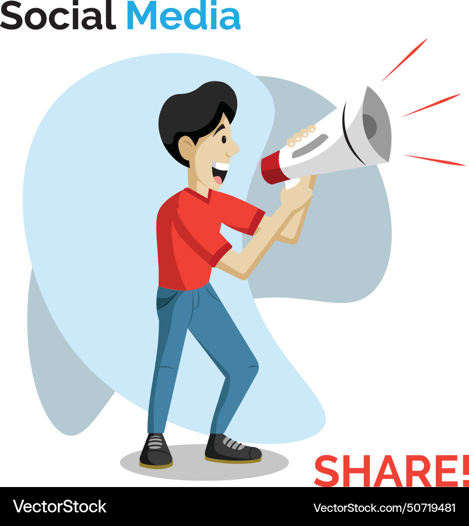 Isolated male character yelling with a megaphone Vector Image