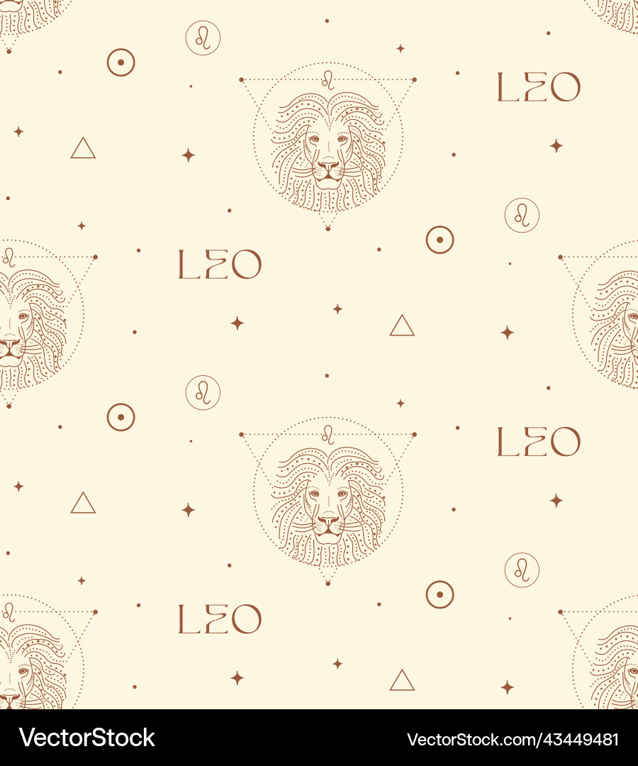 Leo zodiac background seamless pattern astrology Vector Image
