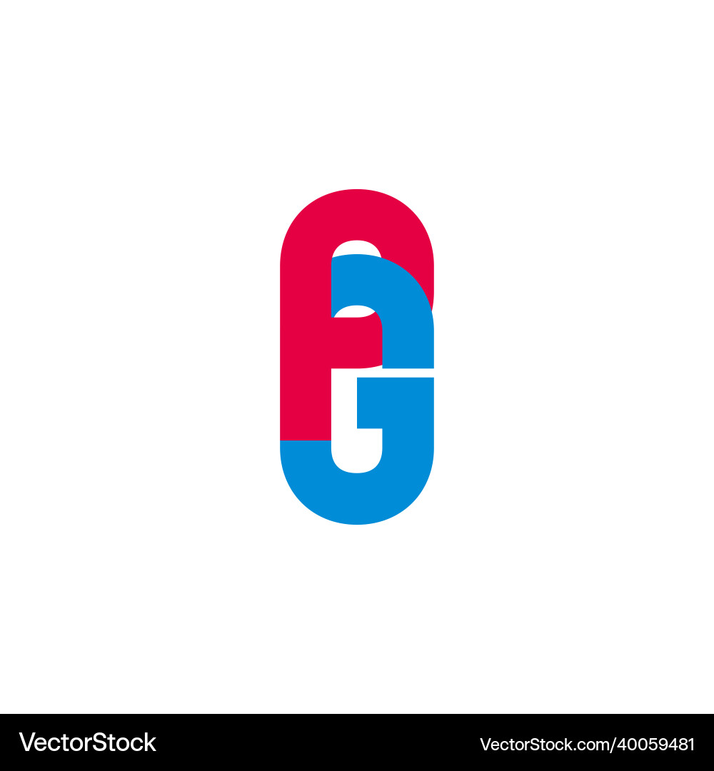 Letter pg linked font colorful logo Royalty Free Vector