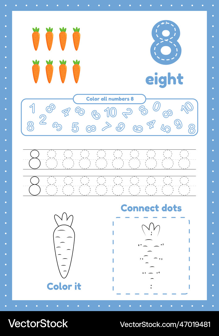 Number 8 Tracing And Coloring