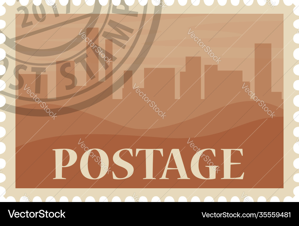 Postmark with buildings isolated Royalty Free Vector Image