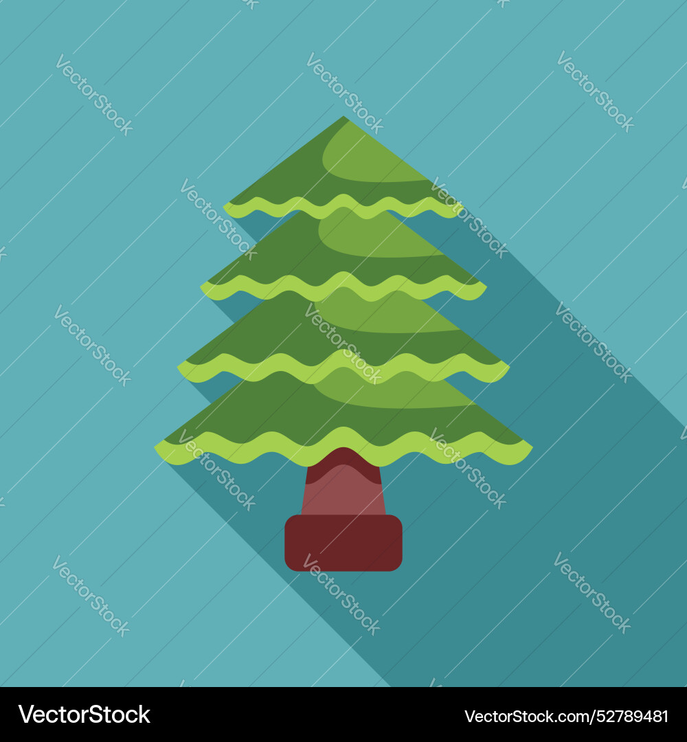 Stylized green pine tree casting long shadow Vector Image